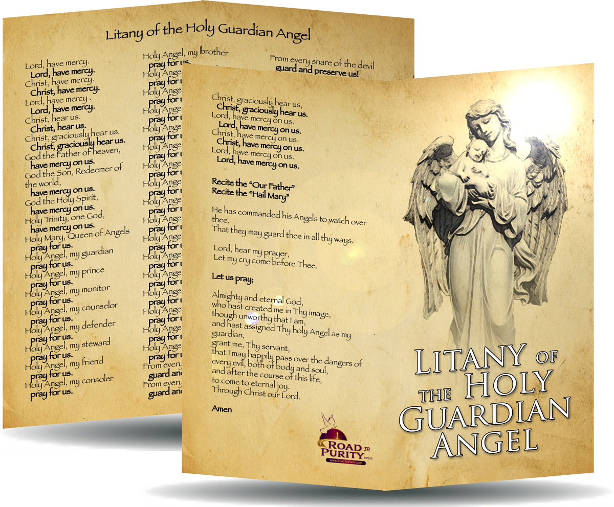 Litany of the Holy Guardian Angel - Prayer Card / 3" x 6" folded – Road ...